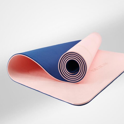 TPE Deluxe Yoga Mat , Pink/ Navy | TANGS Singapore