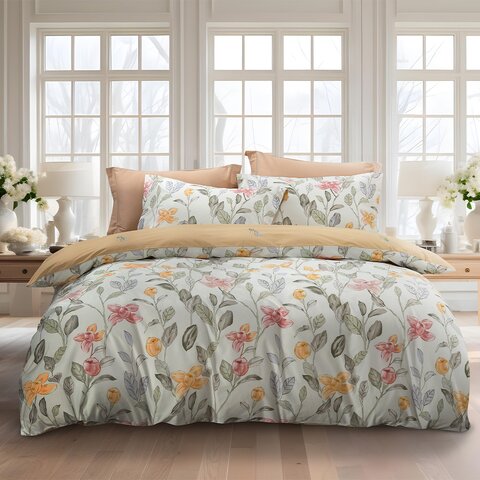 Lumine Bed Set, 100% Combed Cotton 1000 Tc, Design: Dahlia | TANGS ...