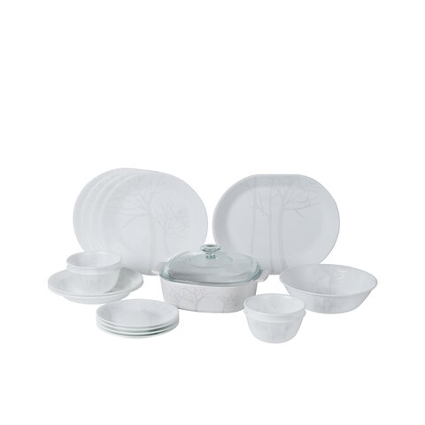 18pc Corelle & Corningware Dinner Set - Frost | TANGS Singapore