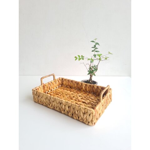 Water Hyacinth Rectangular Tray- Large | TANGS Singapore