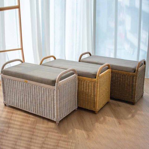 Rattan Storage Bench Walnut | TANGS Singapore