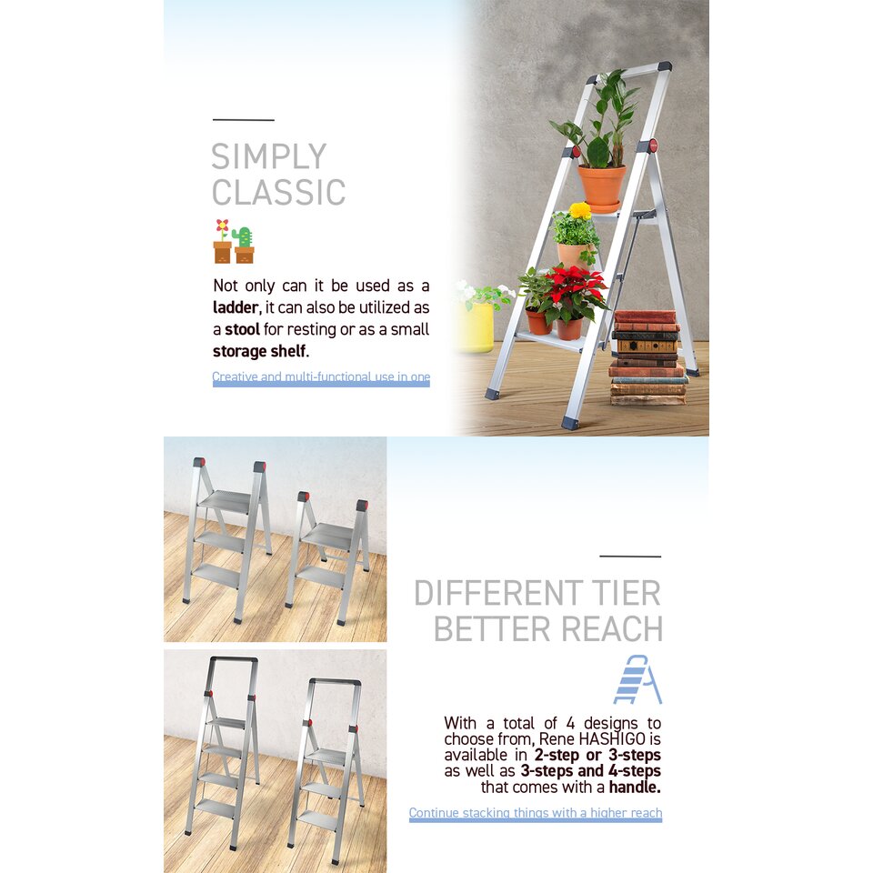 ULTRA SLIM 4 STEP STOOL HANDLE LADDER TANGS Singapore
