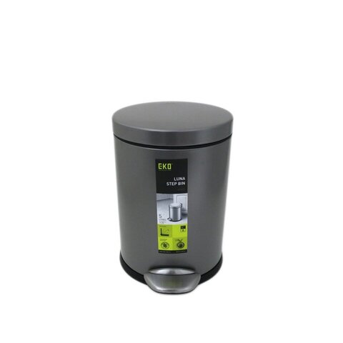 Stainless Steel Step Bin with Soft Closing Lid, Titanium Grey, Luna ...