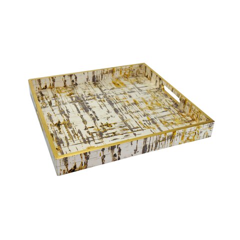 Square Tray, Gold Design | TANGS Singapore