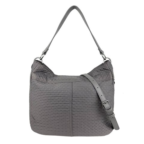 Embossed Nylon Single Handle Bag Grey | TANGS Singapore