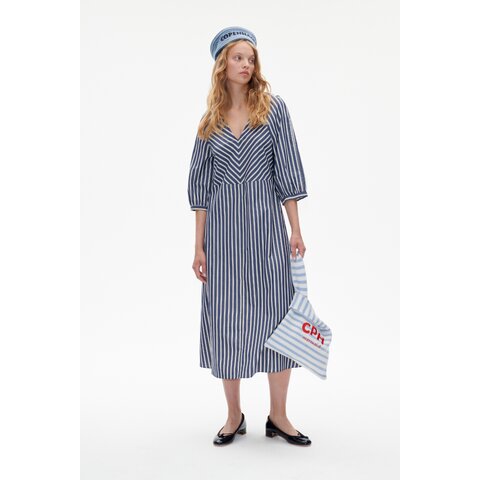 ABA DRESS BLUE CPH STRIPE | TANGS Singapore