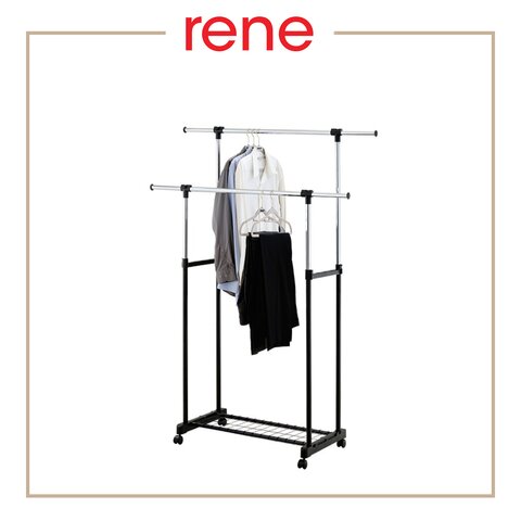 DUO PORTABLE DOUBLE GARMENT RACK MATT BLACK | TANGS Singapore